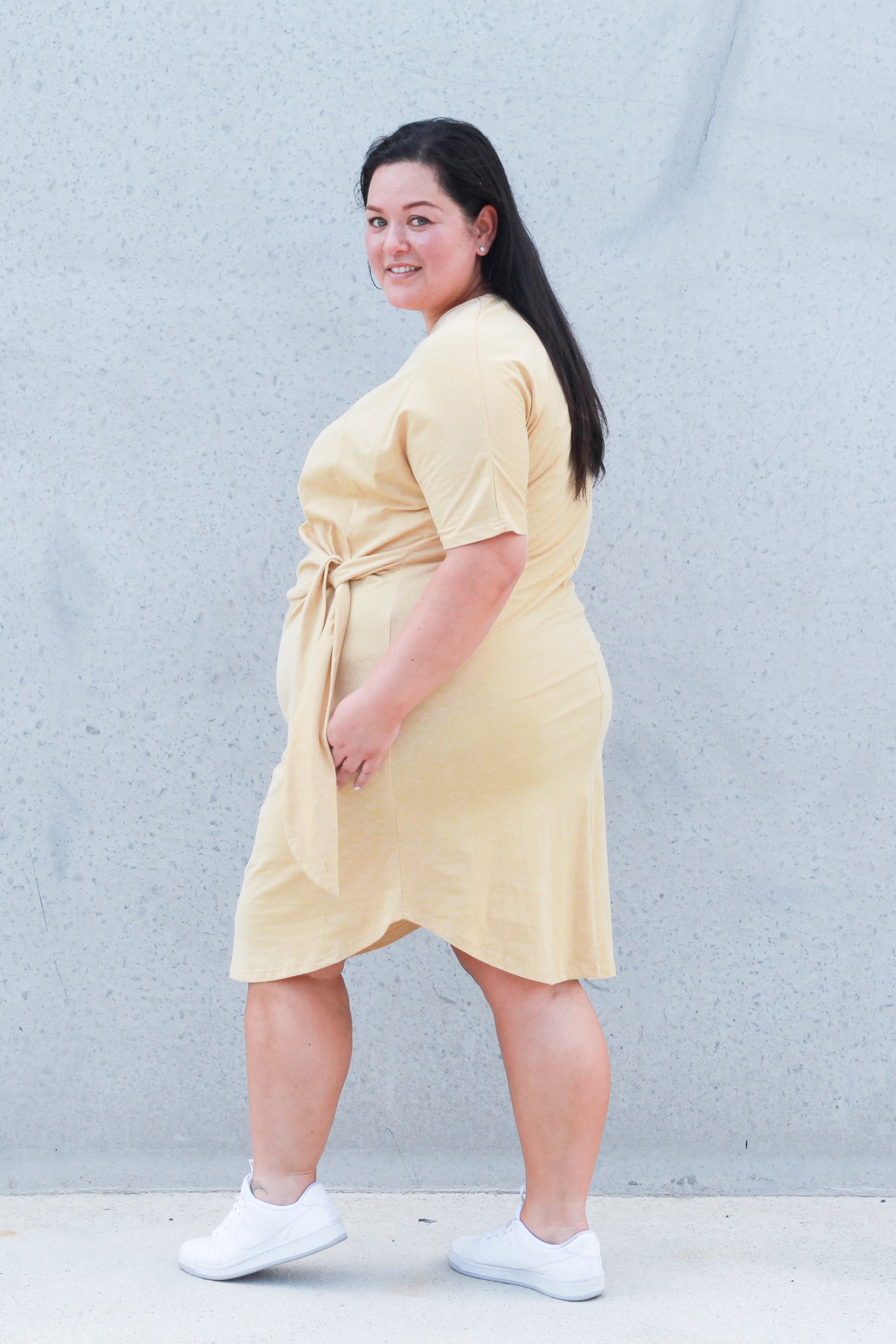 *SADIE SIDE KNOT DRESS SAND – Chinga Clothing